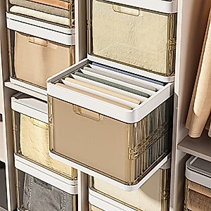 Jeans Organizer for Closet, Wardrobe Clothes Organizer for Folded Clothes, 9 Grids Clothes Drawer Organizer, Stackable Closet Organizer and Storage for Thin Jeans, T-Shirts, Underwear, Legging