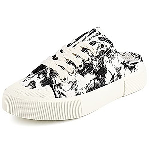Women Slip On Mules Sneakers Canvas Slipper Shoes Low Tops Backless Walking Shoes