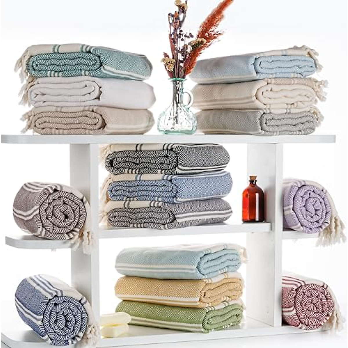 DEMMEX Ultra Soft Turkish Bath and Beach Towel - 100% Organic Cotton, Lightweight Quick-Dry Peshtemal, Prewashed, Diamond Weave, Oeko-TEX Certified, 71x36 - Luxury Beach, Spa, Bathroom Use, Dark Gray