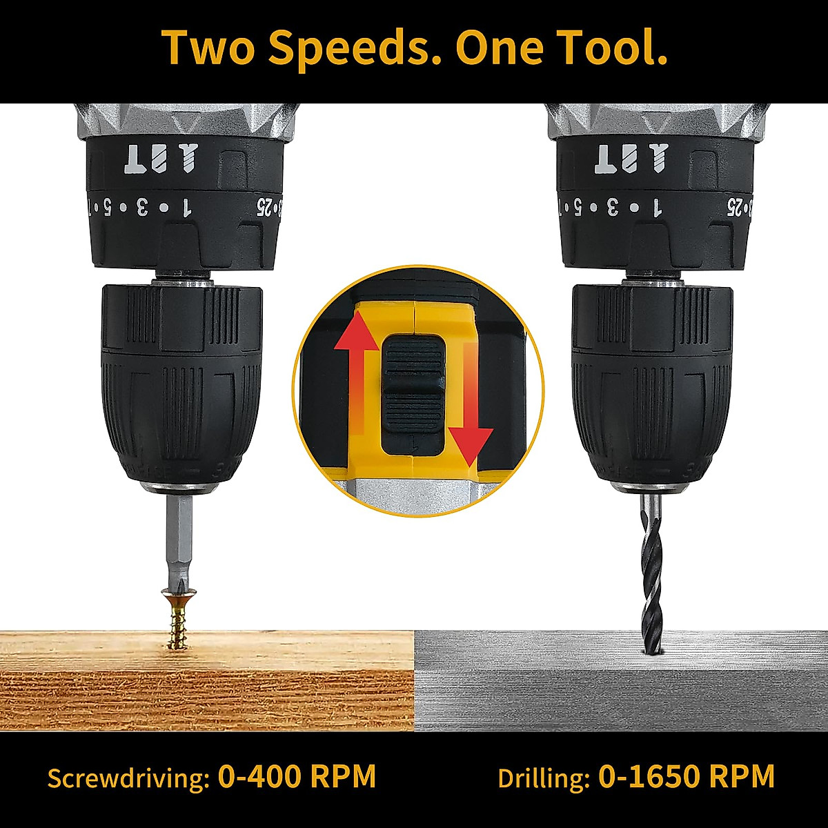 Aseboy Cordless Drill with Battery and Charger, Power Drill Cordless, Electric drill Set with 3/8 Keyless Chuck, 25+3 Torque Settings for Screwdriving, Drilling (1Battery)