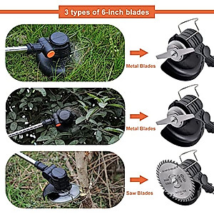 Weed Wacker Cordless Metal Weed Eater Brush Cutter 3 Cutting Capacity 2 Large Batteries for Home Garden Grass Trimming,Weed Cutting and Bush Pruning