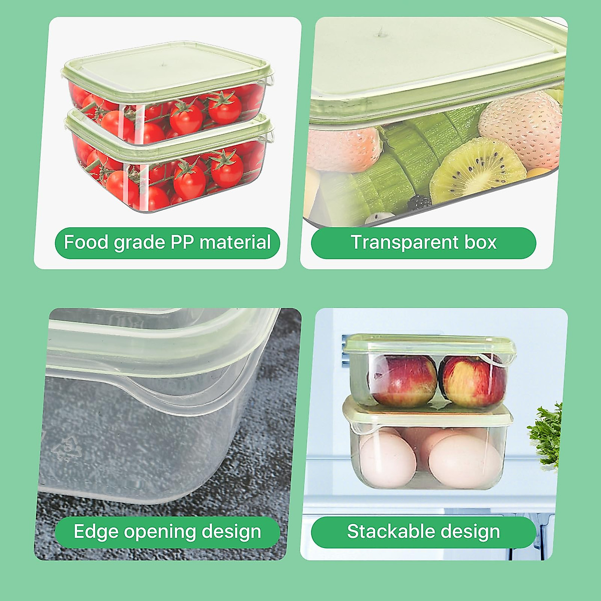 Akamino 4 Pack Sliced Cheese Container for Fridge, Butter Block Cheese slicer Holder with Lids, Airtight Plastic Storage Box for Keeps Deli Cheese Fresh Longer