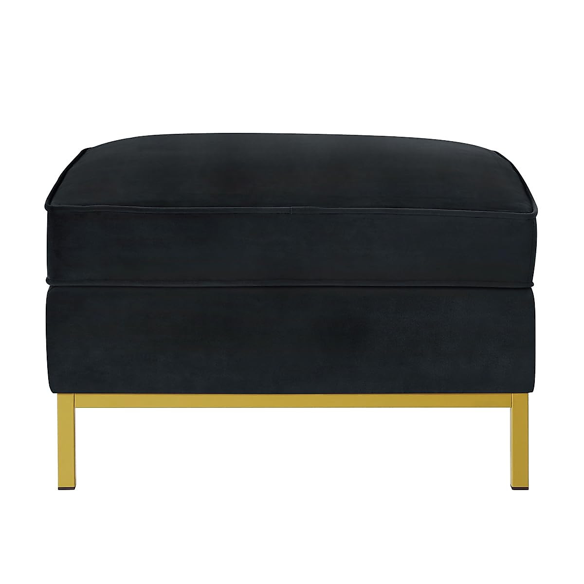 24KF Mid-Century Modern Upholstered Square Sofa Ottoman Couch Ottoman, upholstered Velvet Padded Cushion Coffee Table Ottoman,Large Footrest Ottoman for Sofa Couch-Black