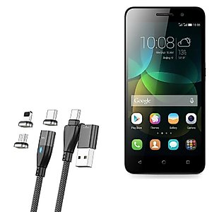 BoxWave Cable Compatible with Honor Bee - MagnetoSnap PD AllCharge Cable (100W), Magnet PD 100W Charging Cable USB Type-C Micro USB for Honor Bee - Jet Black