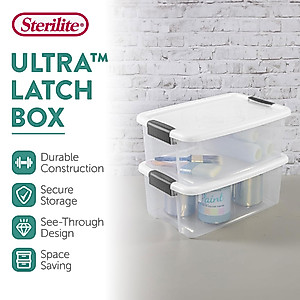 Sterilite 18 Quart Clear Plastic Stackable Storage Container Bin Box Tote with White Latching Lid Organizing Solution for Home & Classroom, 6 Pack