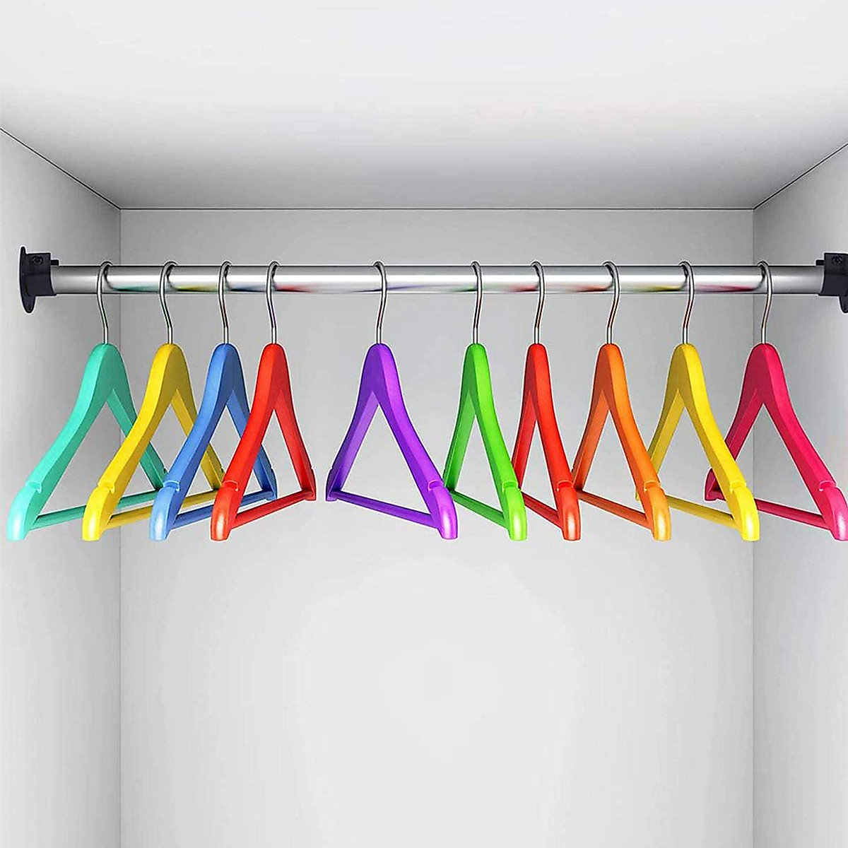 Rise age Stainless Steel Closet Rod Bracket, 1-1/4 Inch Diameter Closet Rod Holder 2 Pcs, Heavy Duty Curtain Rod Holder, Black Closet Rod Support with Screws