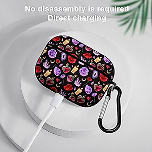Goth Gothic Magic Crystal Potion Flower AirPods Pro Case Cover Gifts with Keychain, Shock Absorption Soft Cover Airpods Pro Earphone Protective Case for Men Women