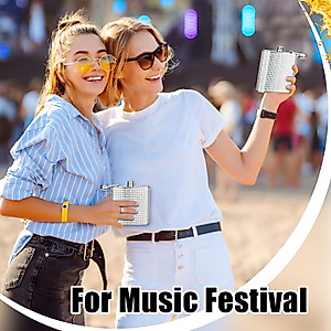 Yaomiao 2 Pcs Hidden Bottles for Women Creative Bangle Bracelet Bottle 3.5 oz 6 oz Rhinestone Water Bottle Diamond Bottles 304 Stainless Steel Hip Bottle Funnel Set for Girls Men (Silver)