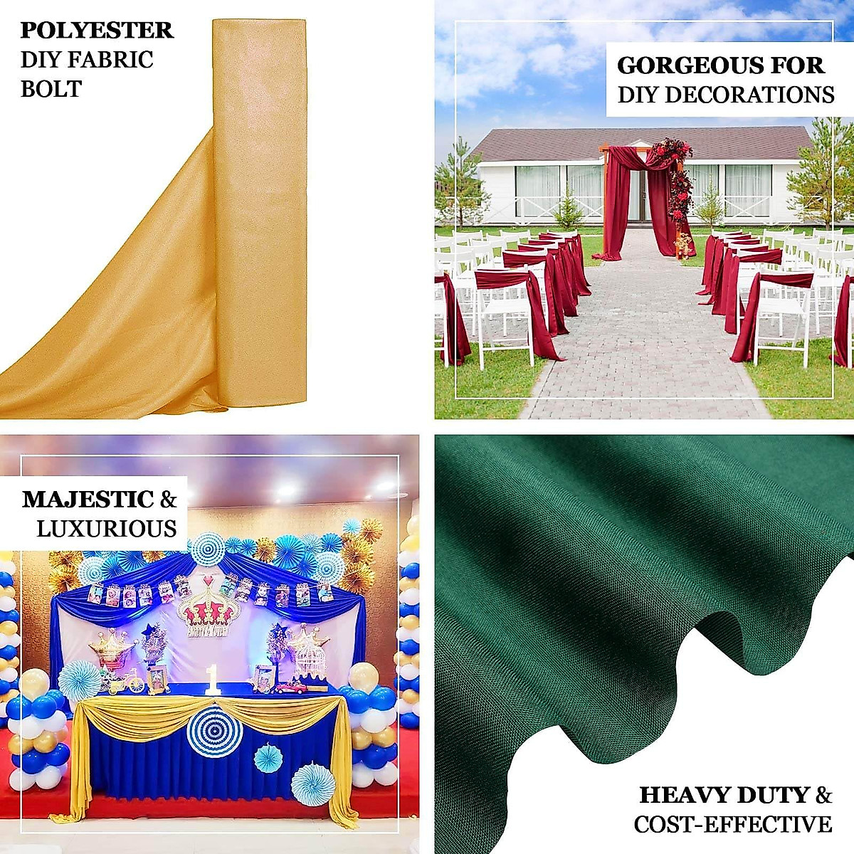 Efavormart 54 x 10 Yards Hunter Emerald Green Polyester Wedding Banquet Restaurant Wholesale Fabric Bolt for Party Event Decor Arts and Crafts