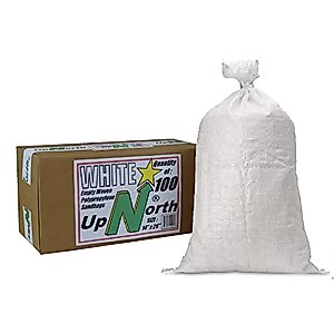 UpNorth Sandbags - Box of 100 - Empty Woven Polypropylene Sand Bags w/Ties, w/UV Protection; size: 14" x 26", color: White