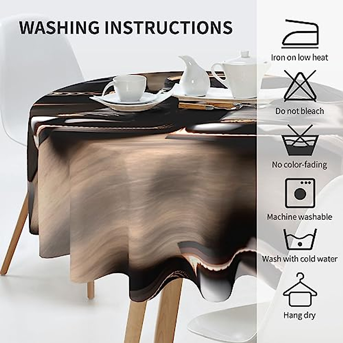 FRESQA Cowboy Black Hat Western Boots Round Tablecloth 60 NCH,Waterproof Washable Kitchen Dining Room Round Tablecloth