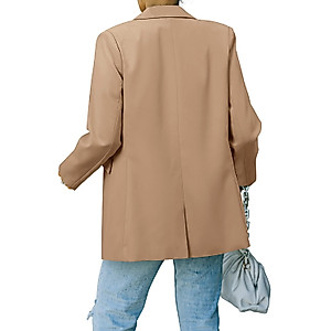 CRAZY GRID Women Business Casual Blazer Jacket Long Sleeve Fashion Blazer Ladies Buttons Work Professional Suit Jacket Oversized 2XL Khaki