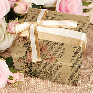 AnyDesign 12 Sheet Vintage Floral Wrapping Paper Retro Newspaper Kraft Gift Wrap Bulk Folded Flat Rose Flower Craft Art Paper for Party DIY Wrapping Supplies, 19.7 x 27.6 Inch