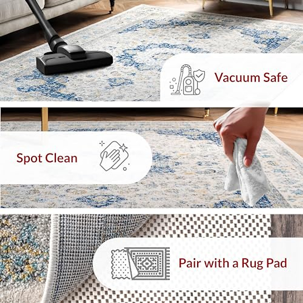 nuLOOM Paisley Verona Vintage Persian Area Rug, 6' 7" x 9' Oval, Blue