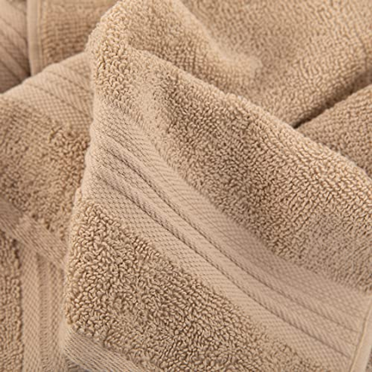 Bathroom Hand Towels Set 100% Cotton Tan, Oeko-Tex Terry Cotton, Soft and Absorbent Hand Towel, 500 GSM, Set of Two, 16 in x 28 in