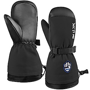 MCTi Kids Mittens Waterproof Winter Ski Warm Sherpa Fleece Lined Removable Insert