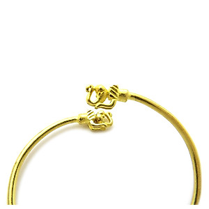 Fashion 21 Unisex Elephant Piece 100% Solid Brass Cuff Bracelet Bangle (Gold/Elephant (M))