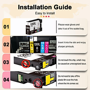 Miss Deer 10 Pack 1200XL Pigment Ink Cartridges Compatible for Canon PGI-1200XL PGI 1200 XL, High Yield Work with Maxify MB2720 MB2050 MB2350 MB2320 MB2020 MB2120 (4BK,2C,2M,2Y)