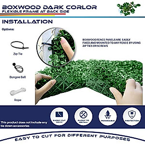 Windscreen4less Artificial Faux Ivy Leaf Decorative Fence Screen 20'' x 20" Boxwood/Milan Leaves Fence Patio Panel, Dark Green 23 Pieces