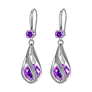 Earrings Packs for Women Studs And Hoops Fashion Earrings Stainless Steel Round Earrings Women Creative Earrings Diamond Dangling Crystal Earrings For Women (Purple, One Size)