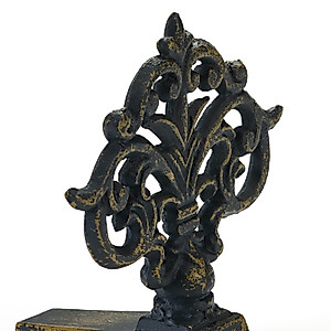 WEMPOLU Cast Iron Door Stop Fleur De Lis Decorative Door Stopper for Bottom of Door, Antique Gold