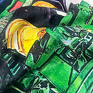 Green Tractor Machinery Front Flannel Back Sherpa Fleece Blanket Gift for Truck Driver Lover Wife Kids (X-Large 80 X 60 INCH)