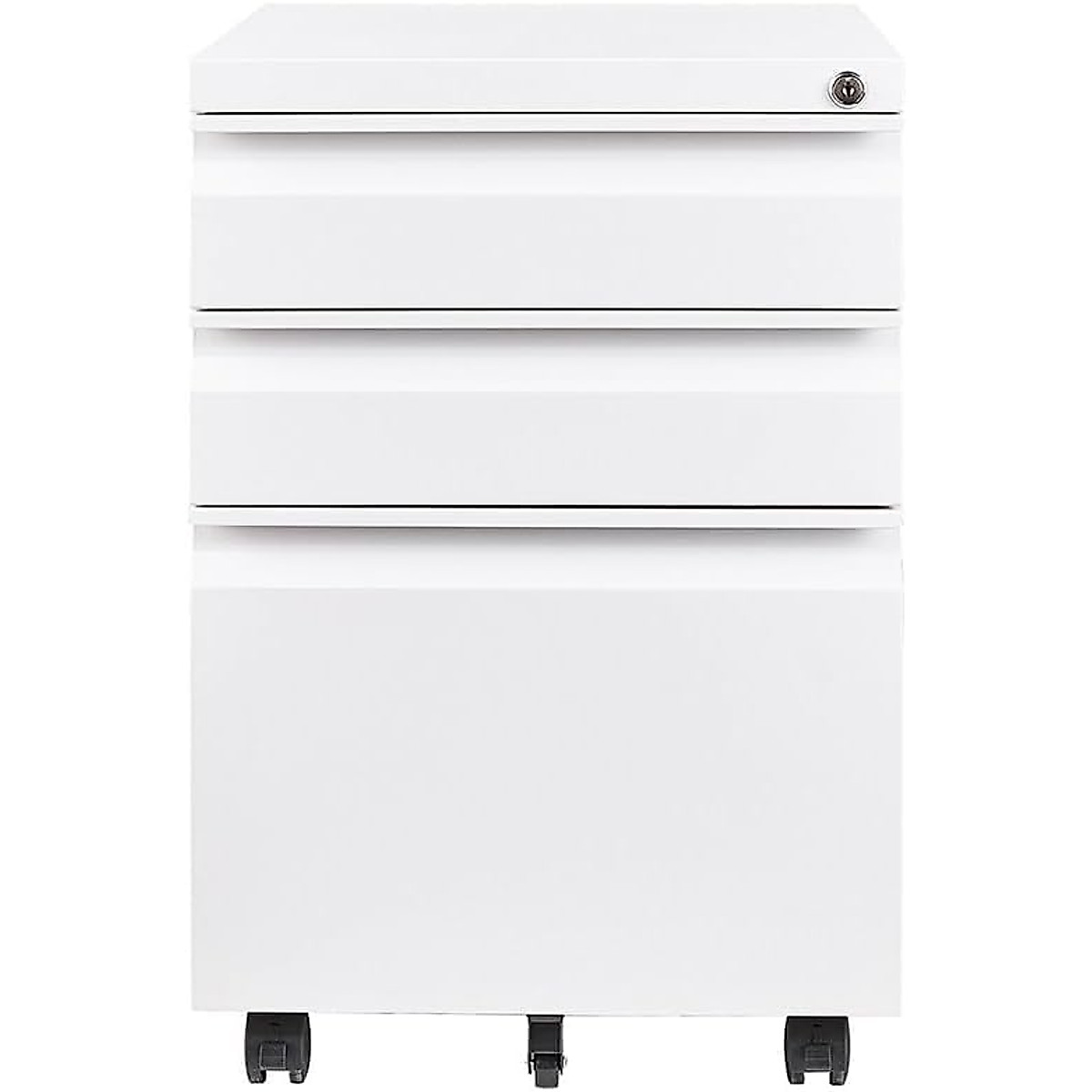 Panana 3 Drawers Filing Cabinets, Mobile File Metal Cabinet Under Desk Drawers on Casters Rolling Office Cabinet for Home Office Furniture, Fully Assembled (White)