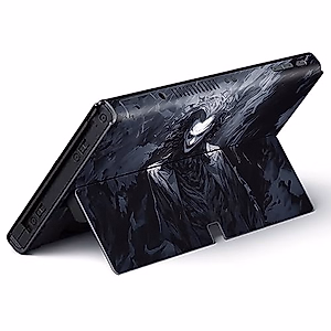 PlayVital Full Set Protective Stickers for Nintendo Switch OLED Model, Customized Vinyl Decal Skins for Switch OLED Console & Joycon & Dock & Grip - Dark Clown