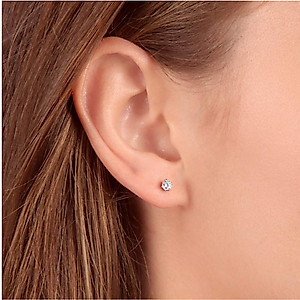 Certified 1/2Ct Natural Diamond Studs Round Brilliant Cut Women's Earrings in 14K Gold Setting