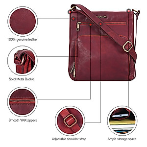 ESTALON Women's Real Leather Crossbody Purse With Adjustable Sling Strap - Medium Size Crossover Shoulder Hand Bag