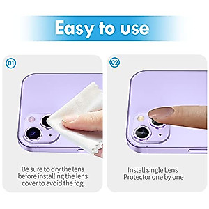 Xfilm for iPhone 14 / iPhone 14 Plus Camera Lens Protector Bling, 9H Hardness Scratchproof Camera Screen Cover Metal Individual Diamond Ring for iPhone 14 Accessories, Case Friendly (Purple Diamond)