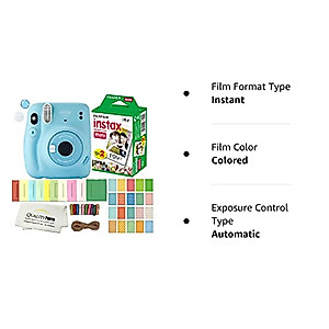FUJIFILM INSTAX Mini 11 Instant Film Camera Plus Instax Film and Accessories Stickers, Hanging Frames and Microfiber Cloth (Sky Blue)…