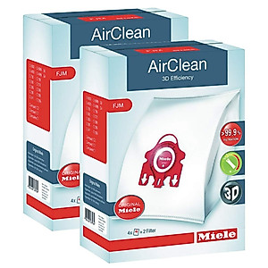 2 X Miele 10123220 AirClean 3D Efficiency Dust Bag, Type FJM, 4 Bags & 2 Filters, 12 Piece Set