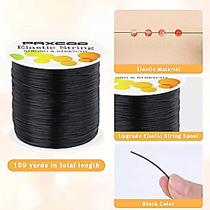 Black Elastic String for Jewelry Making, Paxcoo Bracelet String Stretch Bead Cord Stretchy String for Bracelets, Necklaces, Jewelry Making and Beading Supplies