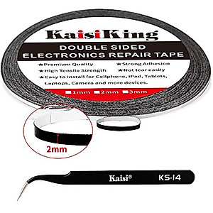 Kaisiking 2mm LCD Repair Tape Phone Repair Tape LCD Touch Screen Repair Tape Phone Screen Adhesive Tape with 1 Tweezers for Cell Phone, iPad, Tablets, Laptops, Camera
