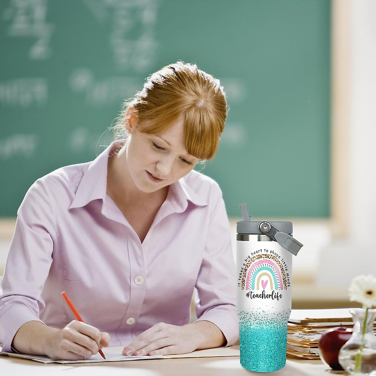 soeufnwhf Teacher Tumbler Cup, 30oz Stainless Steel Teacher Travel Coffee Mug Cup, Best Teacher Gifts for Women & Teacher Appreciation Gifts for Birthday, Appreciation Week, Back To School