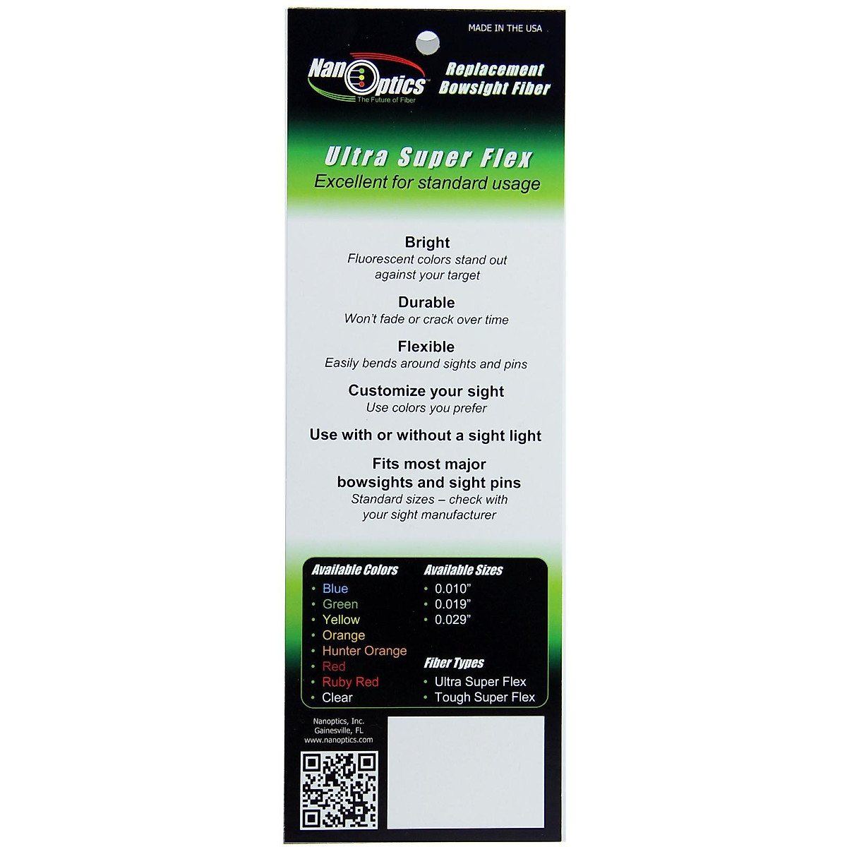 Nanoptics Ultra Super Flex Replacement Bowsight Fiber 40" - 0.019" Green