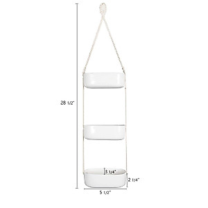 Mkono Hanging Planter Wall Planter for Indoor Plants, Flower Plant Ceramic Pots for Succulent Herb Air Plant Holder Faux Plants Vertical Garden, Home Office Decor 3 Tier, White (Plant Not Included)