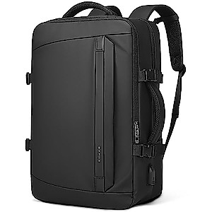 JHORENY Travel Laptop Backpack for Men Flight Approved 30L Carry-On Backpack Waterproof Hand Bags Anti-Theft Business Backpack with USB Charging Port, Fits 15.6 Inch Laptop - Black