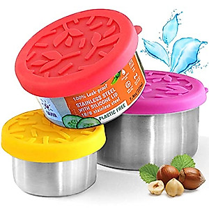 TAVVA Small Stackable Toddler Snack Containers for Kids (3oz/7oz/12oz), Leak-Proof Stainless Steel Containers with Lids, Metal Kids Lunch Box Containers Kids, Stainless Steel Bento Box