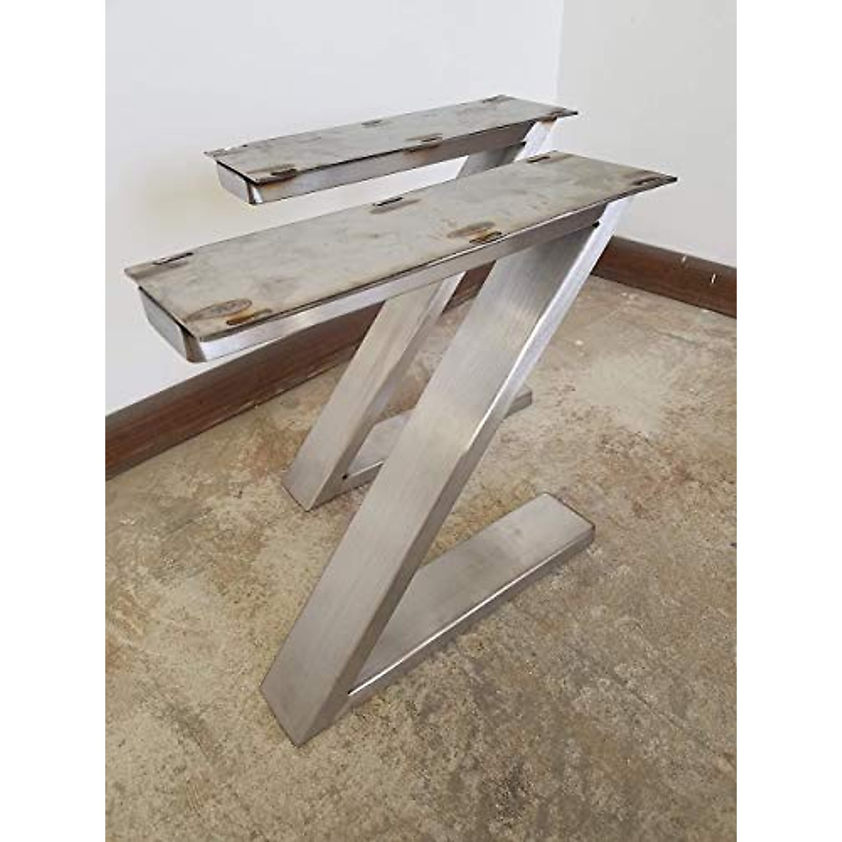 Brushed Stainless Table Legs, Z-Shaped - Any Size