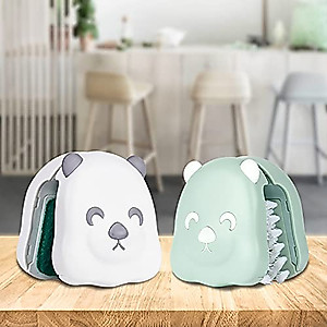 CQT BladeBrush Knife and Cutlery Cleaner Brush Bristle Scrub Kitchen Washing Non-Slip ,B002-1 Changeable Scrub Head and Scouring Pad (Green)