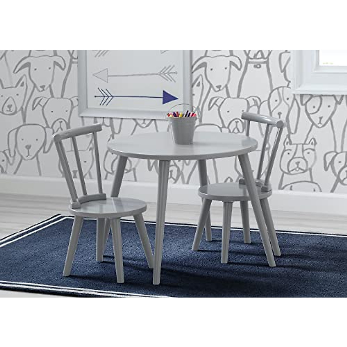 Delta Children Homestead Kids Table & 2 Chairs Set - Ideal for Arts & Crafts, Greenguard Gold Certified, Grey