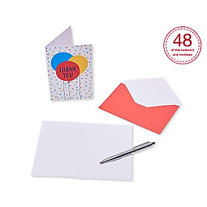 American Greetings Thank You Cards with Envelopes, Multi Color Balloons (48-Count)