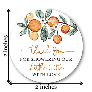 2" Round Cutie Orange Baby Shower Thank You Favor Stickers (40 Labels)