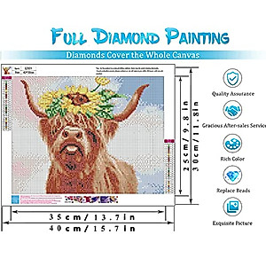 Highland Cow Diamond Painting Kits for Adults-Highland Cow Diamond Art Kits for Adults,5D Gem Painting Kit with Full Drill,Highland Cow Gem Art Kit for Relaxation Home Wall Decor Gifts(16*12inch)