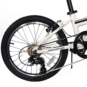 ZiZZO Campo 20 inch Folding Bike with 7-Speed, Adjustable Stem, Light Weight Frame (White)