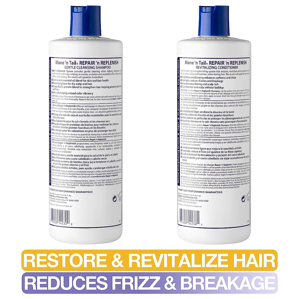 Mane ’n Tail Sulfate Free Repair ’n Replenish Gentle Cleaning And Replenishing System (15.2 Oz Each)