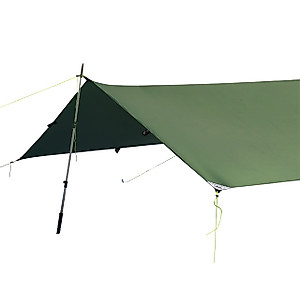 LiteOutdoors Silnylon Tarp - 13.9 Oz. - Ultralight Backpacking Tarp or Hammock Tarp (Green, 10' x 10')