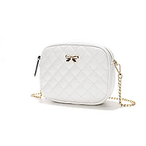 Small White Crossbody Purse for Teens Girls and Women - Ladies Cute Quilted Leather Hobo Messenger Bag - Handbags Shoulder Bags Satchel